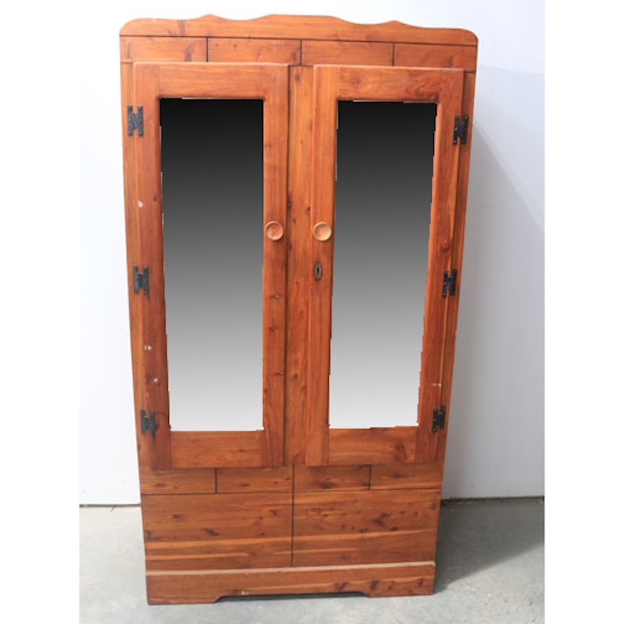 Cedar Armoire With Mirror Doors Ebth